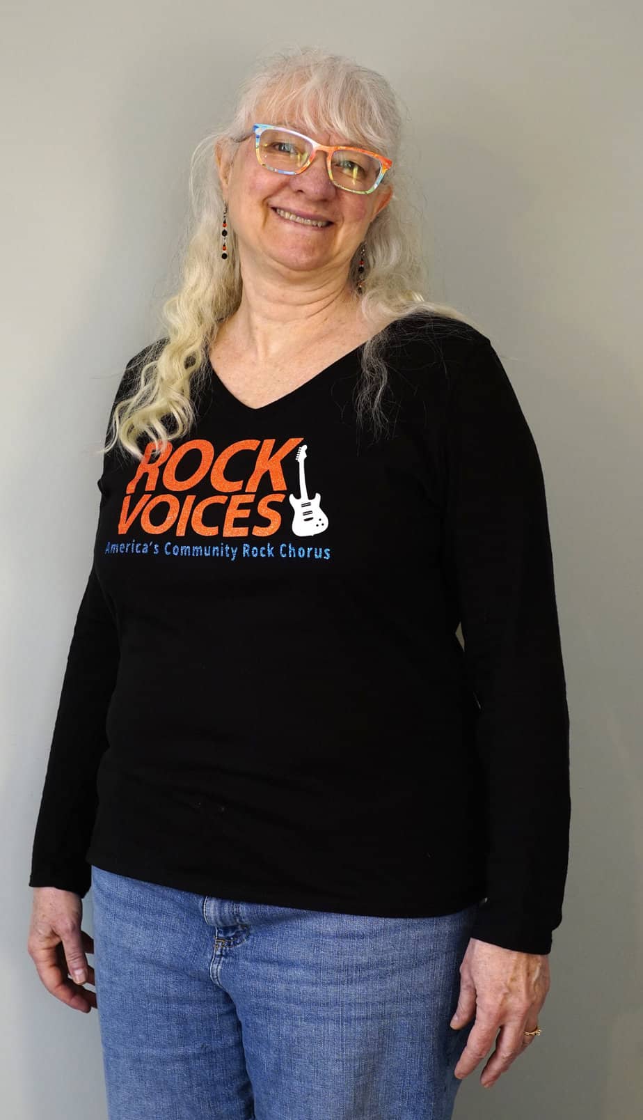 Rock Voices - Ladies Long Sleeves Vee Neck T-Shirt - Custom - Shiny Penny